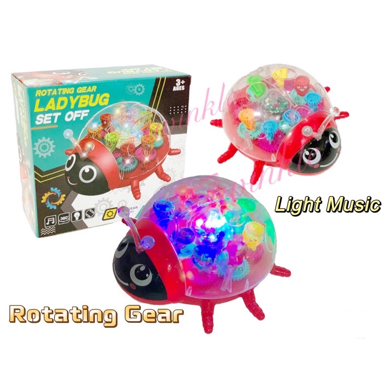 Battery Operated 3D LED Rotating Gear Lady Bug Light & Sound Music ...