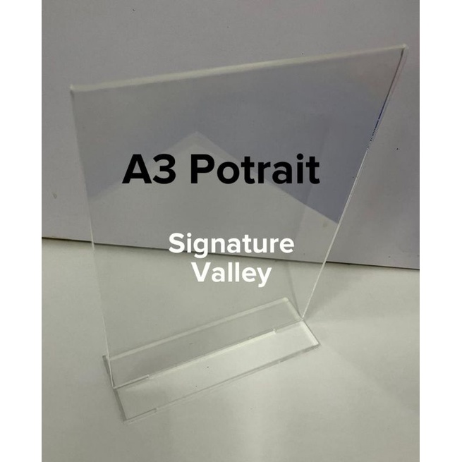 Acrylic display stand A3 paper Slot-in Stand Potrait / Landscape Holder ...