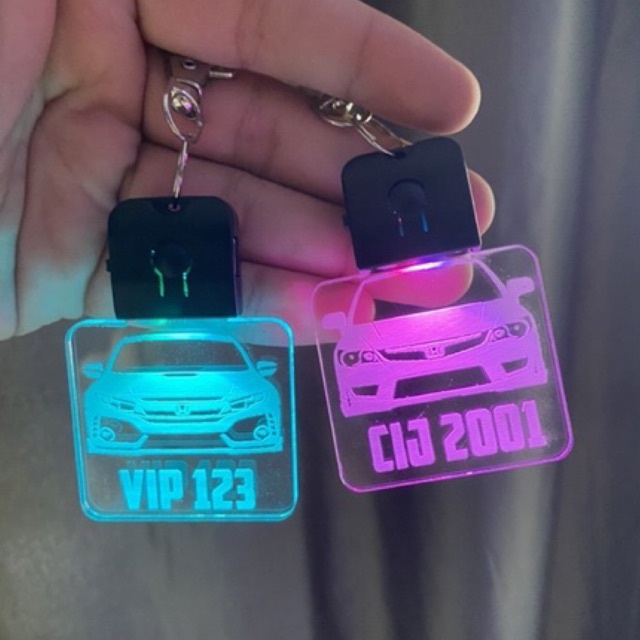 LED Keychain Kereta No plate+Nama Custom Made 7Colour.Premium Keychain ...