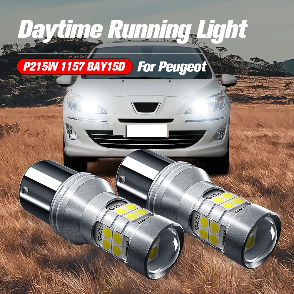 2pcs LED Daytime Running Light DRL Bulb Lamp P21/5W 1157 BAY15D Canbus No Error For Peugeot RCZ ...