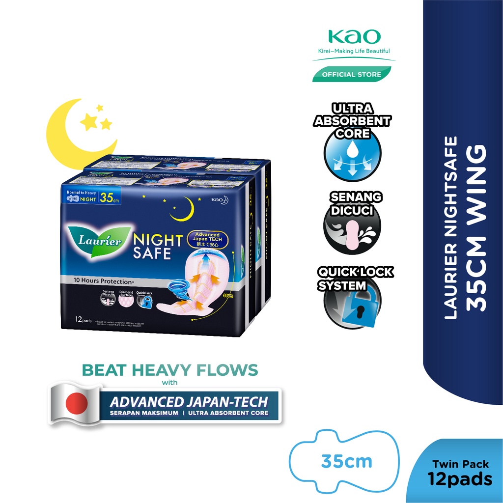 LAURIER Night Safe Wing Twin Pack (35cm x 12s) | Shopee Malaysia