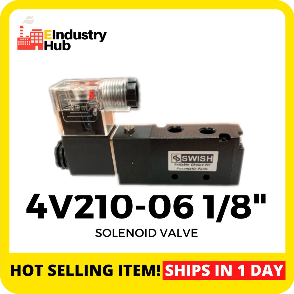 4V210-06 1/8" Solenoid Valve 5 Way 2 Position Port Pneumatic Control ...