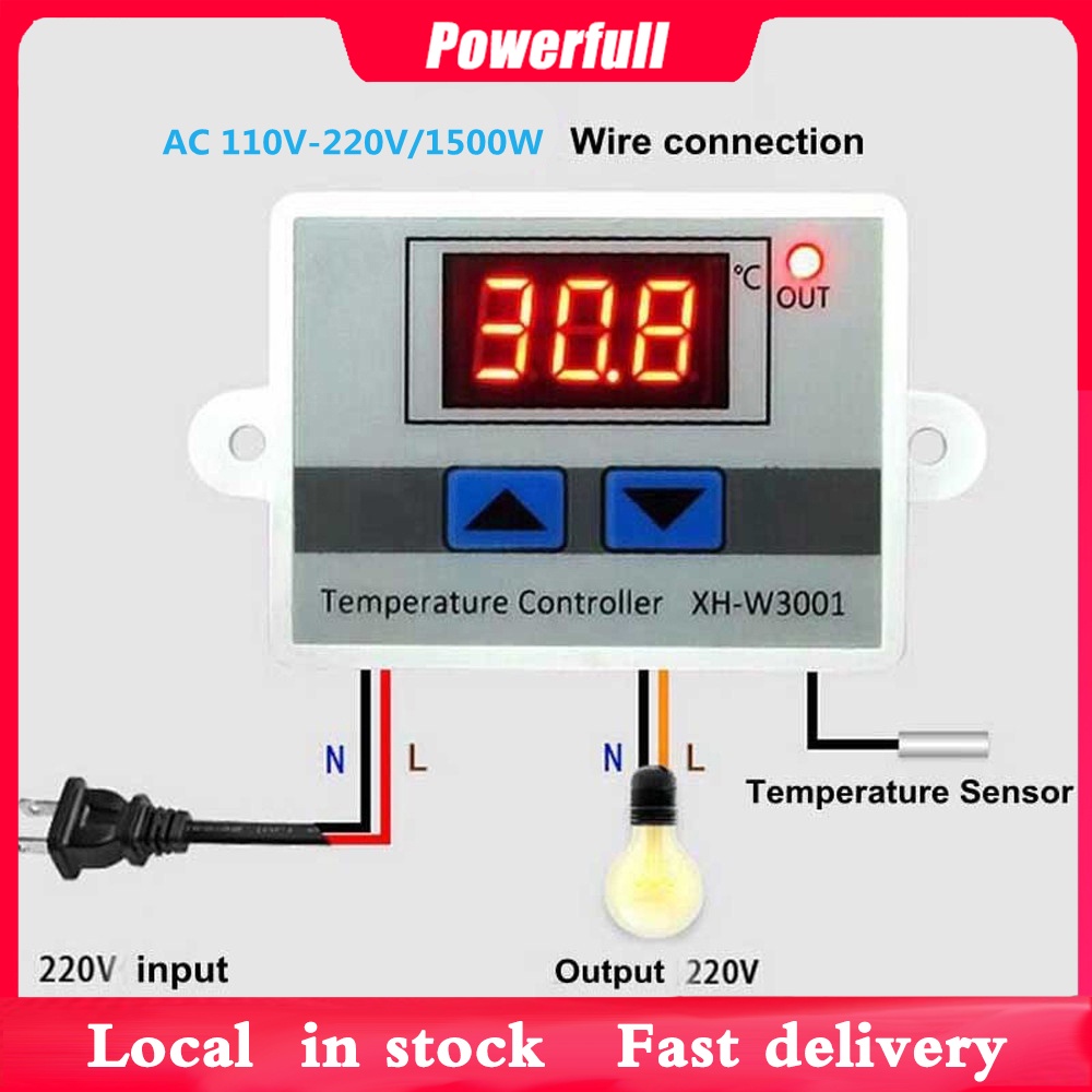 AC 110V-220V/1500W Digital LED Temperature Controller 10A Thermostat ...