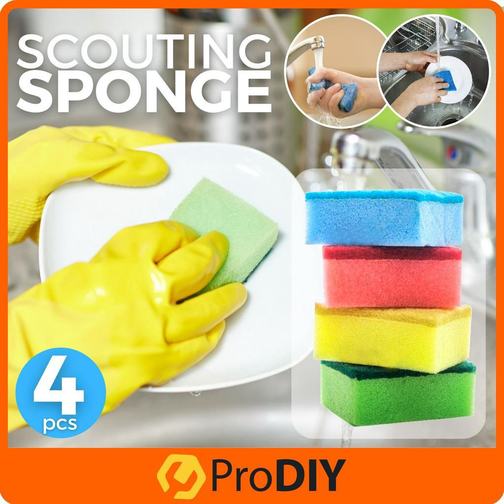 4pcs Scouring Sponge Scouring Pad Kitchen Washing Cleaning Pads ...