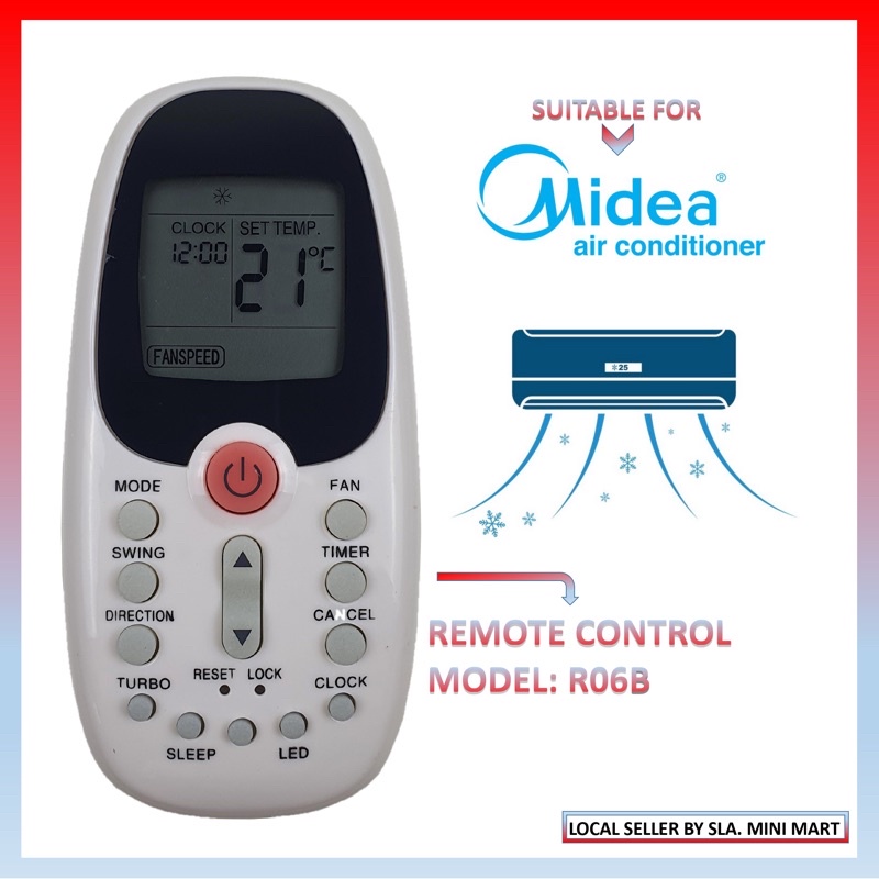 MIDEA AIRCOND REMOTE CONTROL R06B (FOR MIDEA REPLACEMENT) | Shopee Malaysia