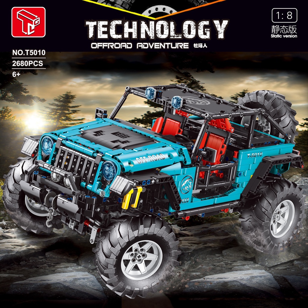 TGL T5010 Technic Jeep Wrangler Trailcat (Blue, Static Version) 1:8 ...
