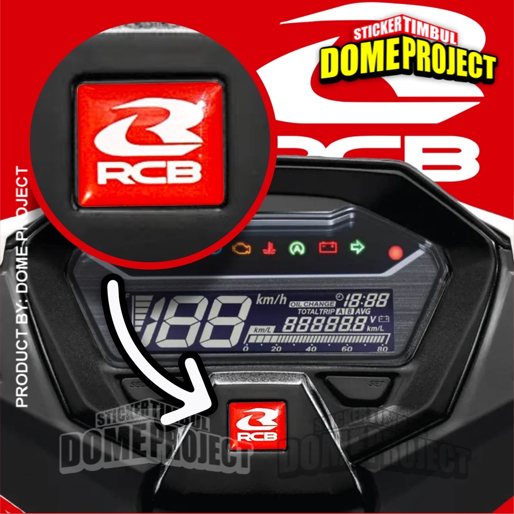 Emblem SPIDOMETER HONDA LOGO RCB RACING BOY STICKER Embossed Motorcycle ...