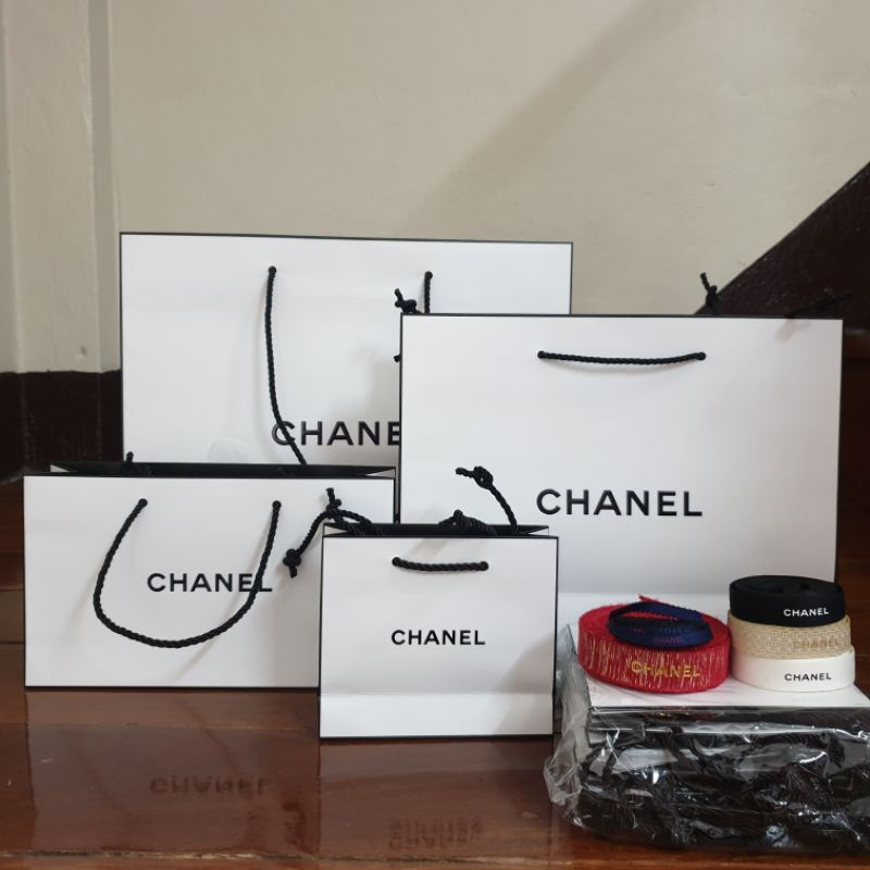 Authentic White Chanel Paper Bag Pack In A Good Box. | Shopee Malaysia