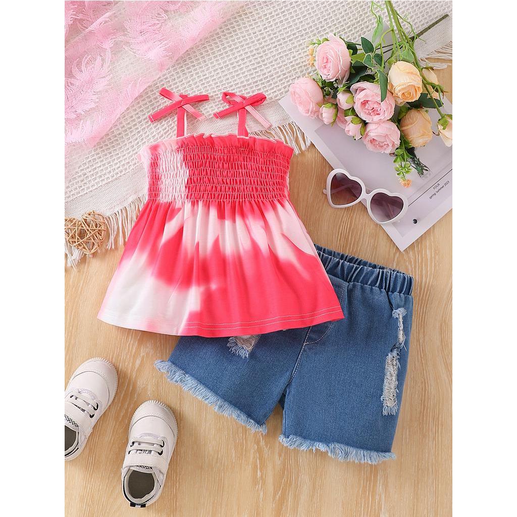 Two-piece Suit Children Girls 3-7 Years Old Range Rover Top+Denim ...
