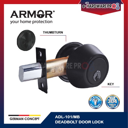 Armor ADL-101 Thumbturn Key Deadbolt Lock Door Lock Set Key Lock Kunci ...