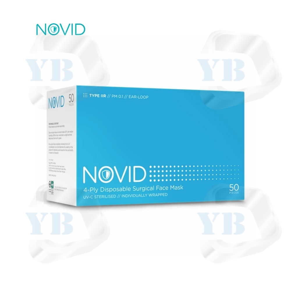 Novid 4-Ply Disposable Surgical Face Mask Adult UVC Sterilised ...