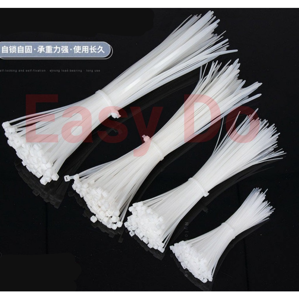 10"12"14"18" WHITE Cable Ties Nylon Wire 50pcs Pengikat Wayar Kabel Tie ...