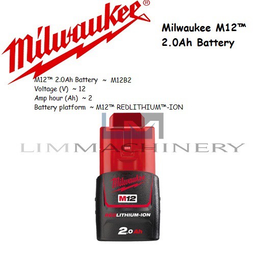 Milwaukee M12™ Fuel Battery ( M12B2 / M12B3 / M12B4 / M12B6) | Shopee ...