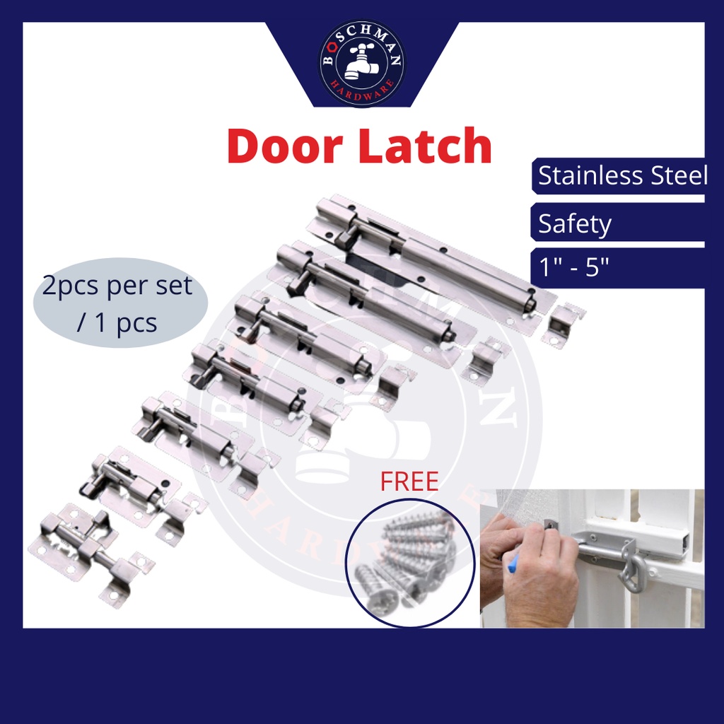 Stainless Steel Square Pad Bolt Door Latch Lock Slug Security Safety ...
