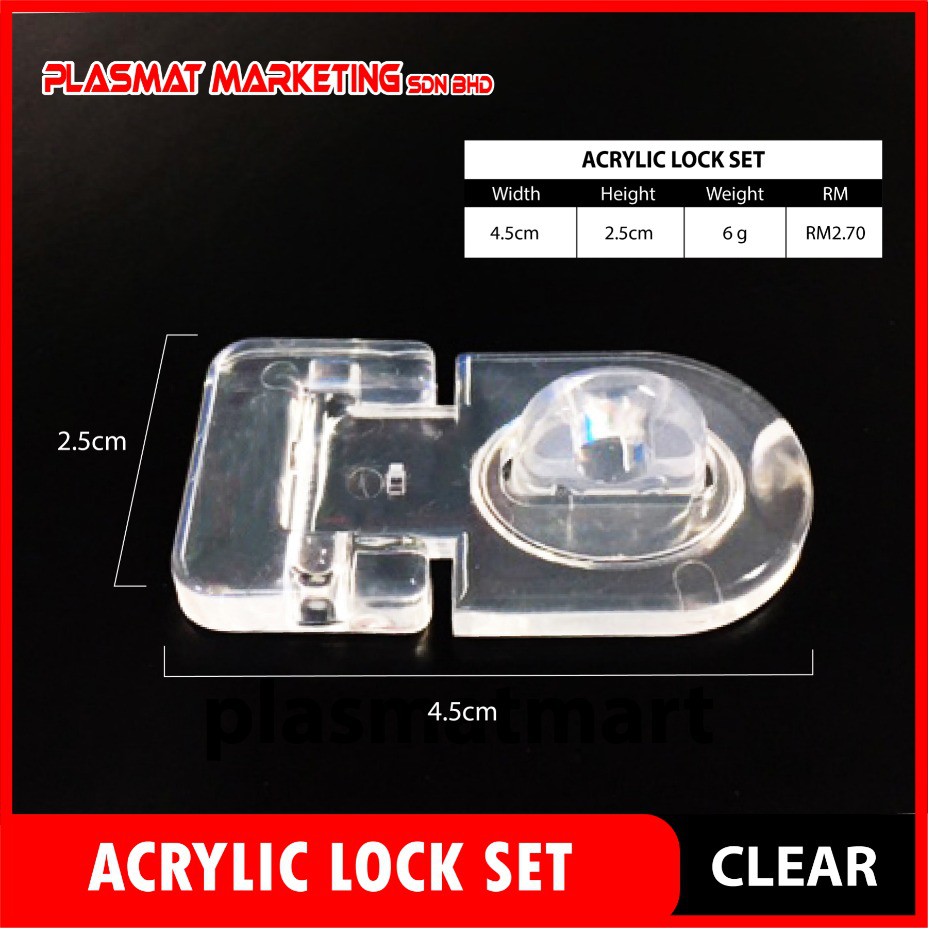 ACRYLIC LOCK SET TRANSPARENT FOR CUSTOM MADE ACRYLIC BOX | Shopee Malaysia