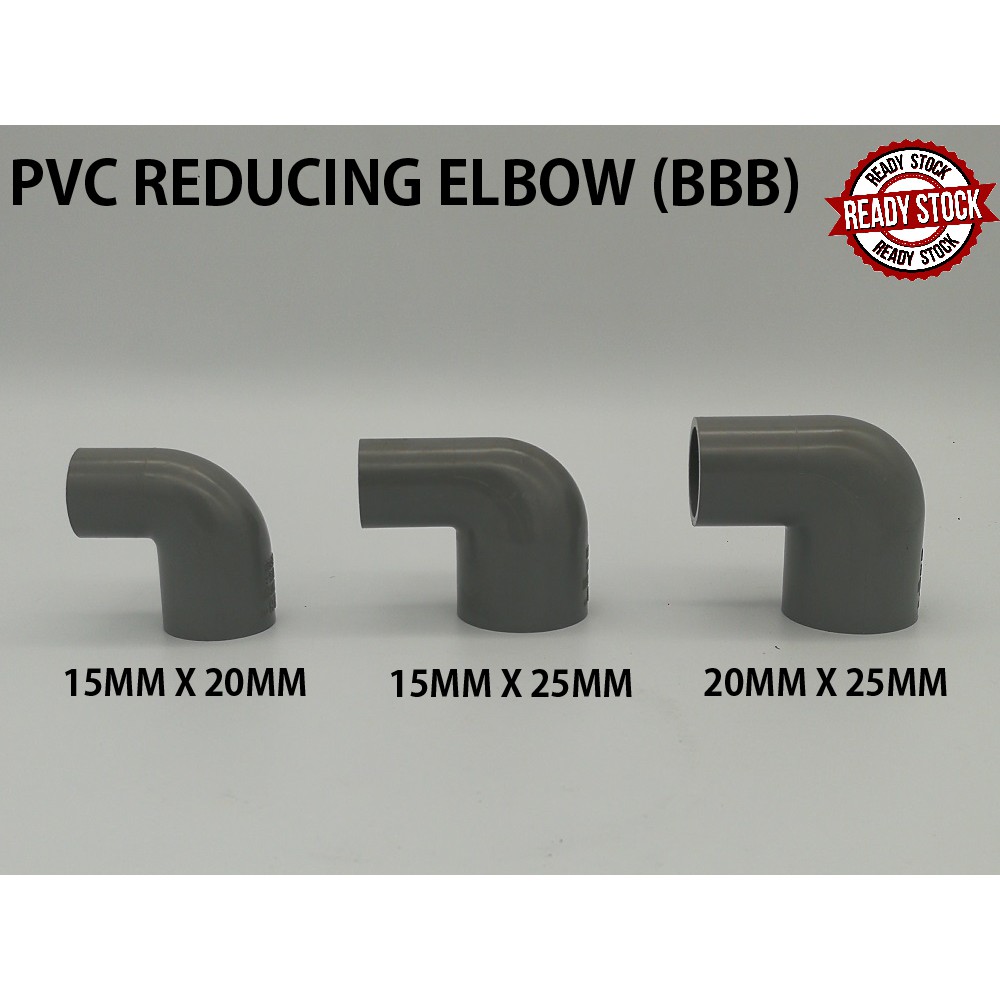 PVC PIPE FITTING BRAND BBB (BINA) REDUCING ELBOW GREY KELABU BEST QUALITY SIZE 15MM x 20MM ...