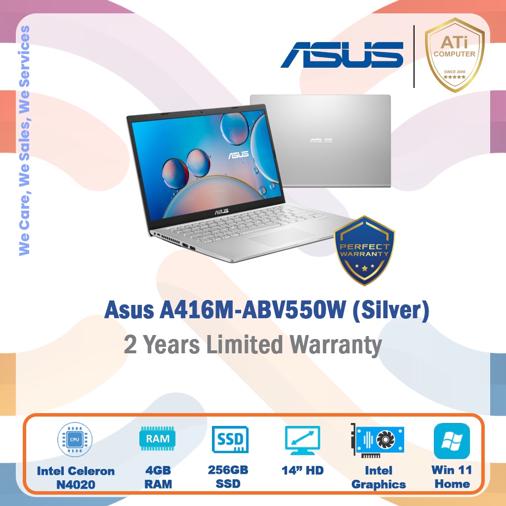 Asus VivoBook A416M-ABV550W - Silver (Intel Celeron N4020/4G Ram/256G ...