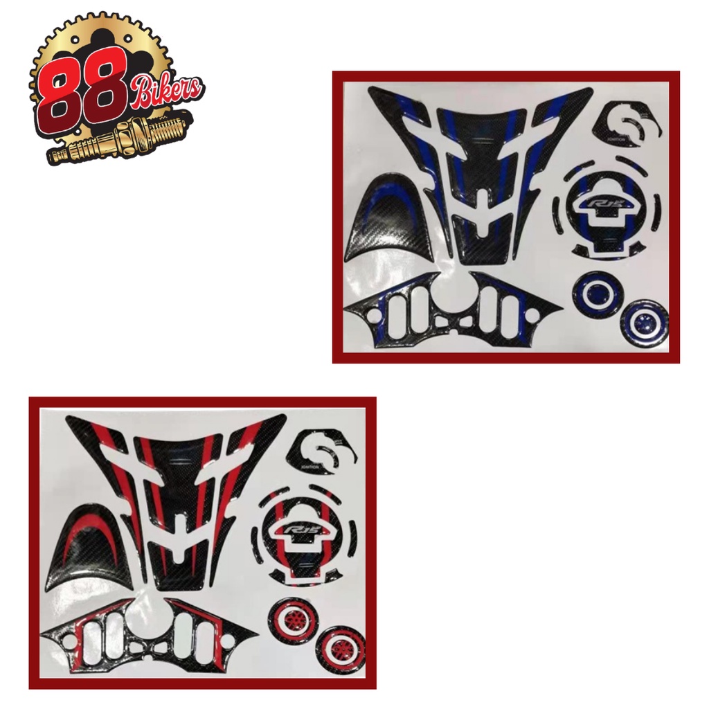 YAMAHA R15 V3 TANK PAD CARBON FULL SET STICKER BLUE/RED | Shopee Malaysia