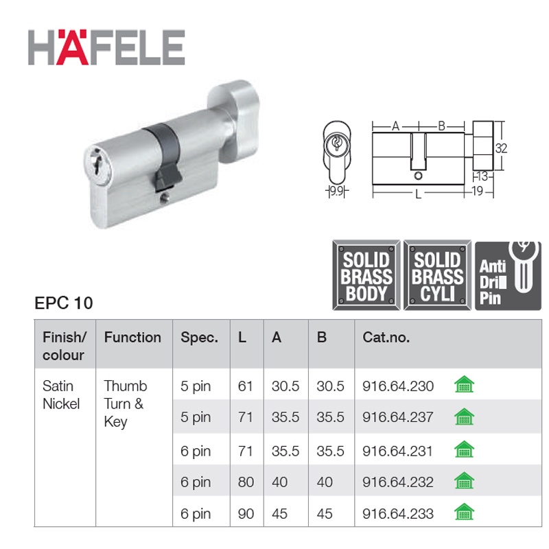 HAFELE PROFILE CYLINDER LOCKSET 916.64.[230-233] | Shopee Malaysia