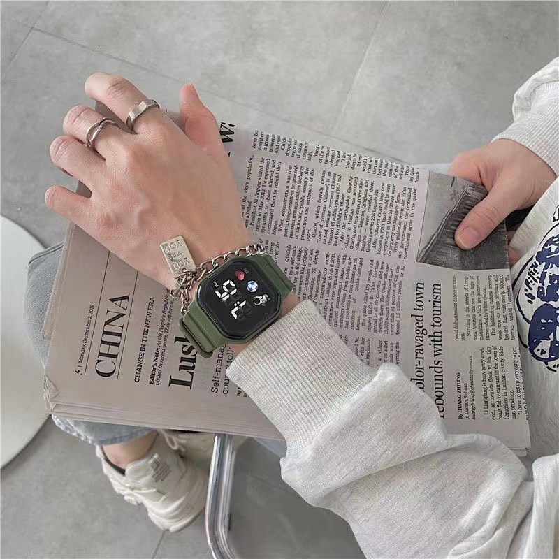 8 Colors 30m Waterproof LED Electronic Watch Digital Screen Square Map ...