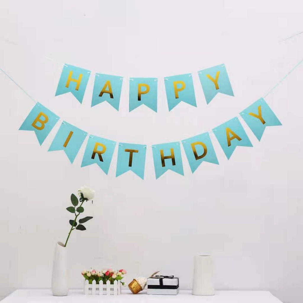13pcs/set Ink Blue Happy Birthday Banner Birthday Party Decorations ...