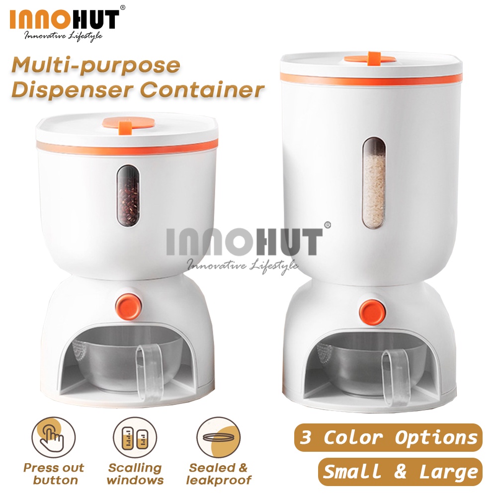 Innohut 6KG/10KG Sealed Grain Container Airtight Lid Rice Dispenser ...