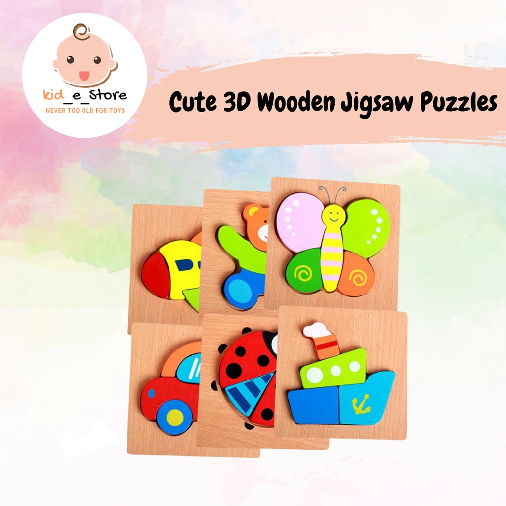 [KidEStore] Cute 3D Wooden Jigsaw Puzzles for Toddlers | Shopee Malaysia