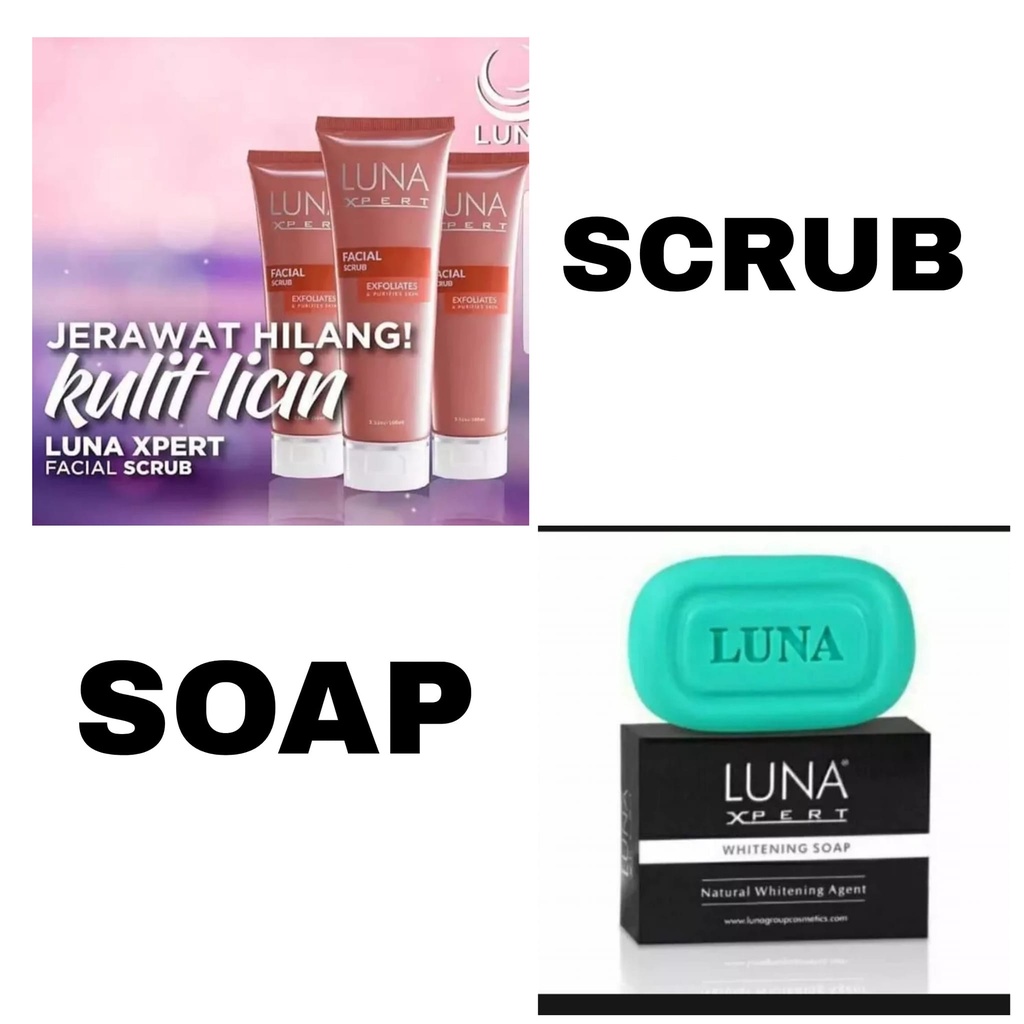 LUNA XPERT WHITENING SOAP + LUNA SCRUB FOR HEALTHY SKIN | Shopee Malaysia