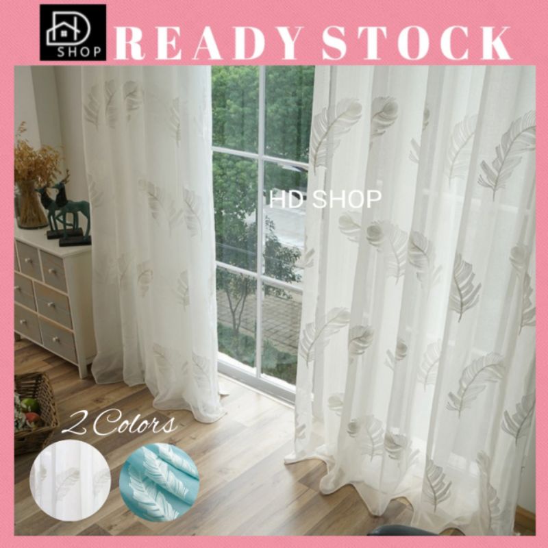 Ready Stock Langsir Sulam Jacquard Embroidered Sheer Tulle Curtain For ...