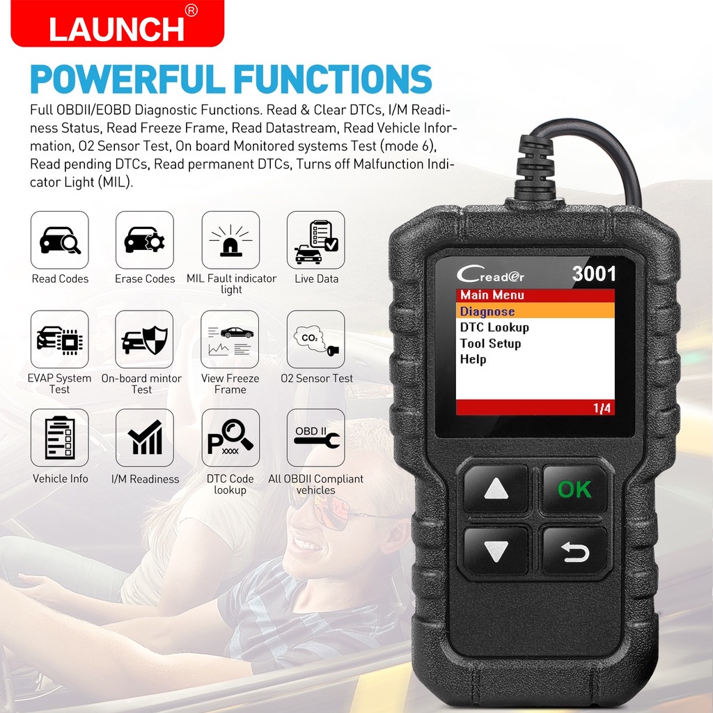 LAUNCH X431 CR3001 auto full OBD2 OBDII Code Reader Scanner OBD 2 ...