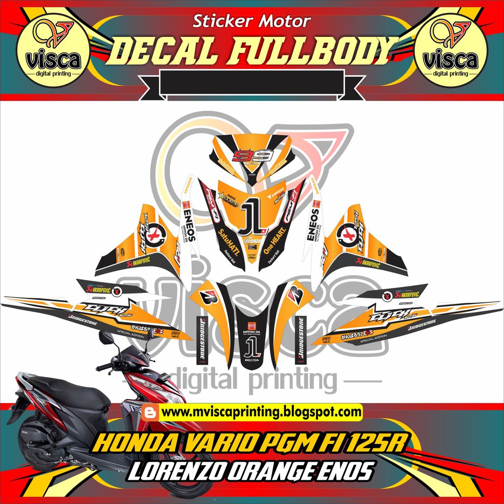Honda VARIO PGM FI 125R JORGE LORENZO 99 MOTORCYCLE DECAL STICKER ...