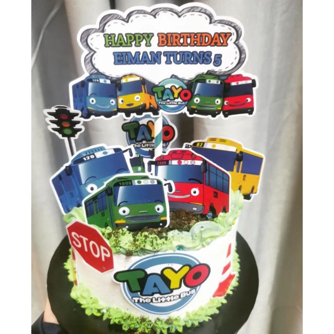 TAYO THE LITTLE BUS CAKE TOPPER (FREE ADD NAME) | Shopee Malaysia