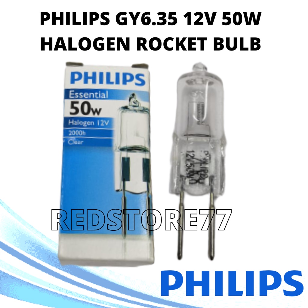 PHILIPS 12V 50W G6.35 HALOGEN ROCKET BULB CLEAR GLASS | Shopee Malaysia