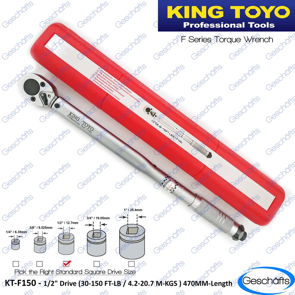 King Toyo Tools Micrometer Torque Wrench 1/2" 470MM (Ratchet Type) Tork ...