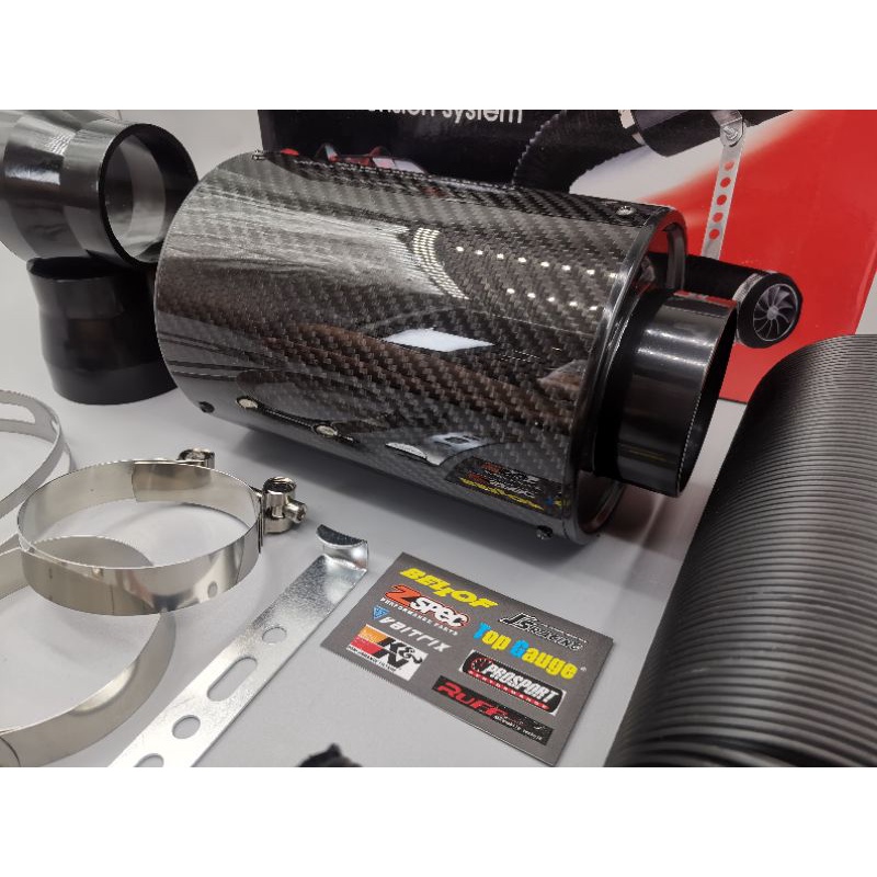 Universal Carbon Fiber Filter Intake Kit 3 Inch Flexible Pipe Piping ...