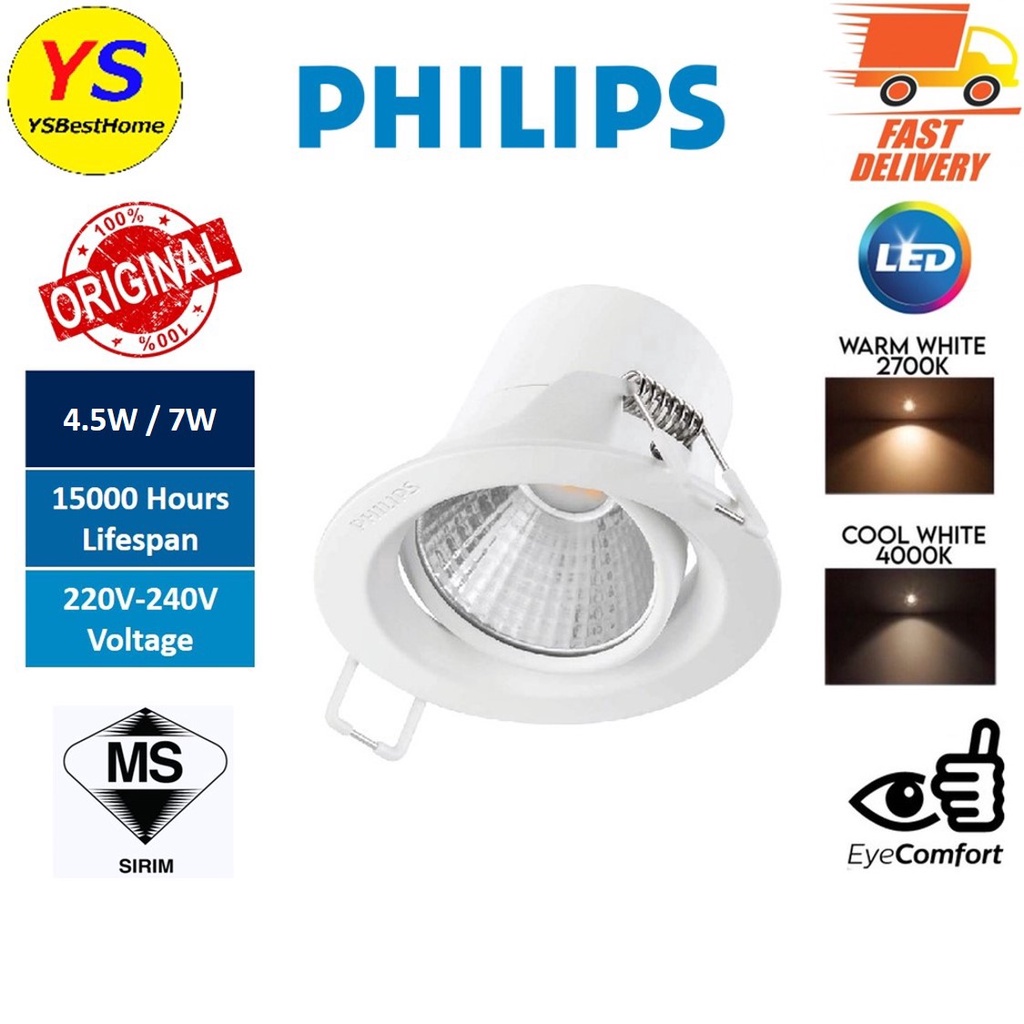 Philips LED Eyeball 59776 Pameron 7W / Recessed Spotlight SL201 4.5W ...