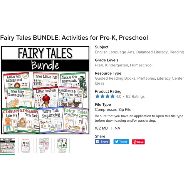 Printable *Fairy tales Bundle： activities for pre K preschool | Shopee ...
