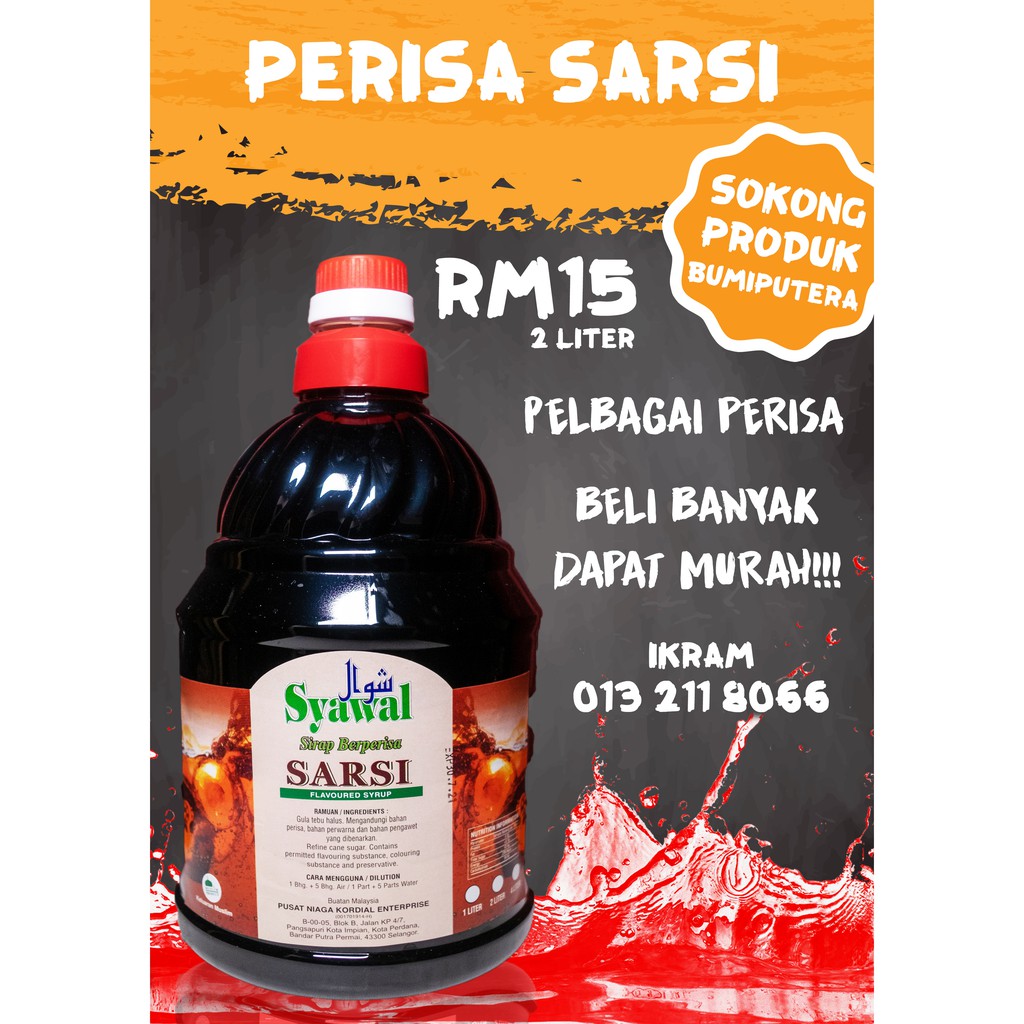 AIR KORDIAL SYAWAL BERPERISA SARSI 2 LITER | Shopee Malaysia
