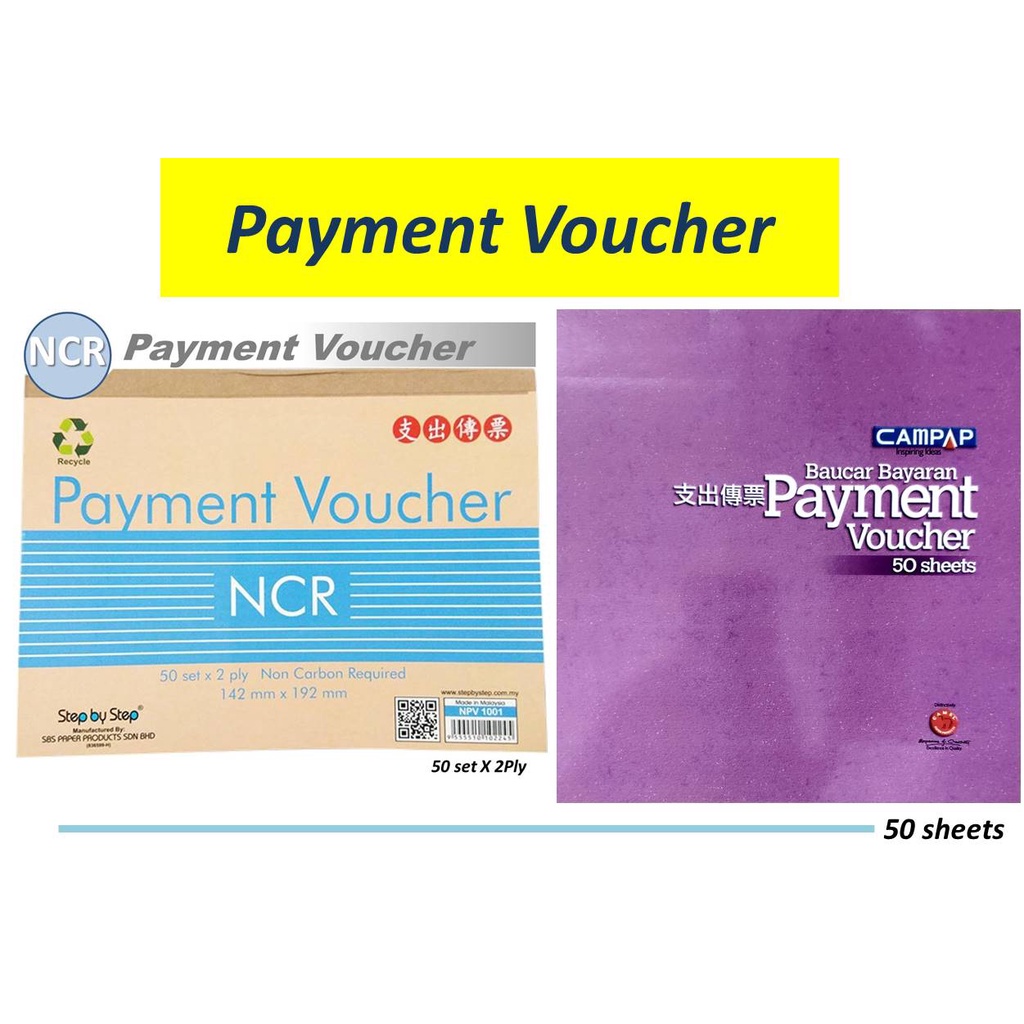 Payment voucher NCR 2Ply 50X2 set 50 sheets X1 Baucer Pembayaran ...