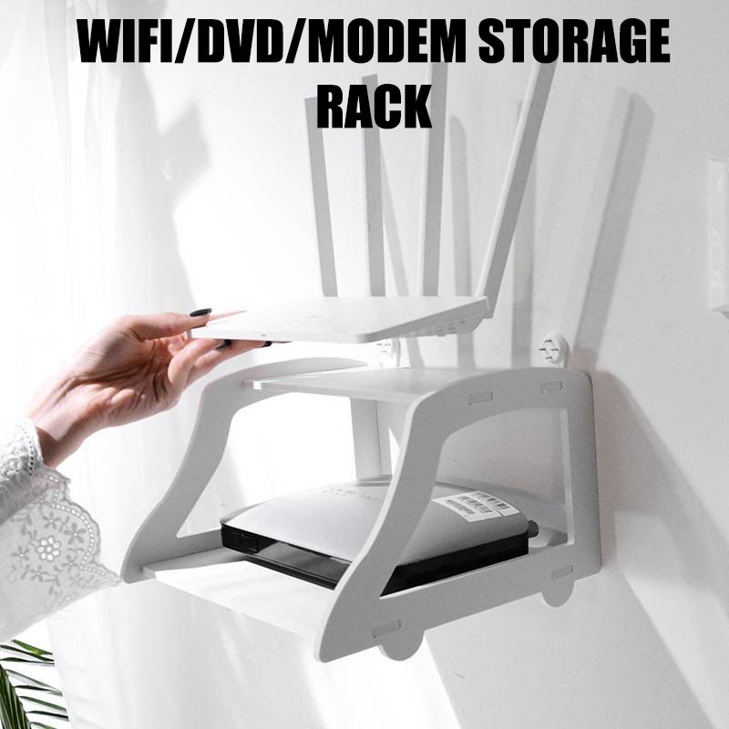 Wifi Router Modem Storage Rack Shelves 2 Layers Wall-mounted DVD Astro ...
