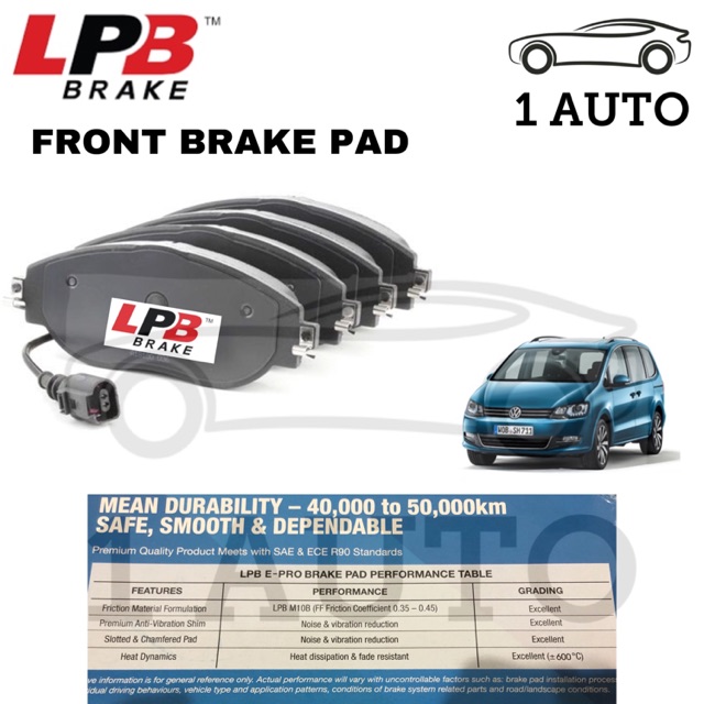 LPB E-PRO SEMI METALLIC FRONT BRAKE PAD VW SHARAN 2.0 TSI PASSAT CC ...