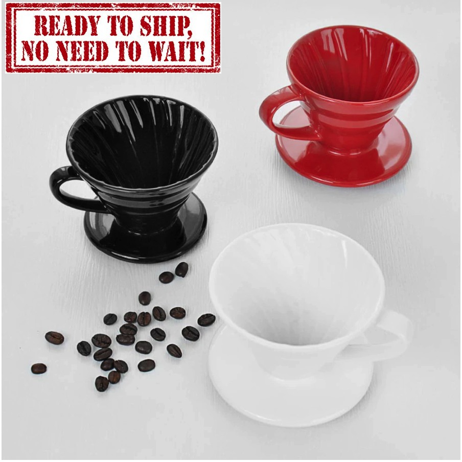 (Ready Stock) Ceramic Coffee Dripper V60 Coffee Drip Filter Cup Pour ...