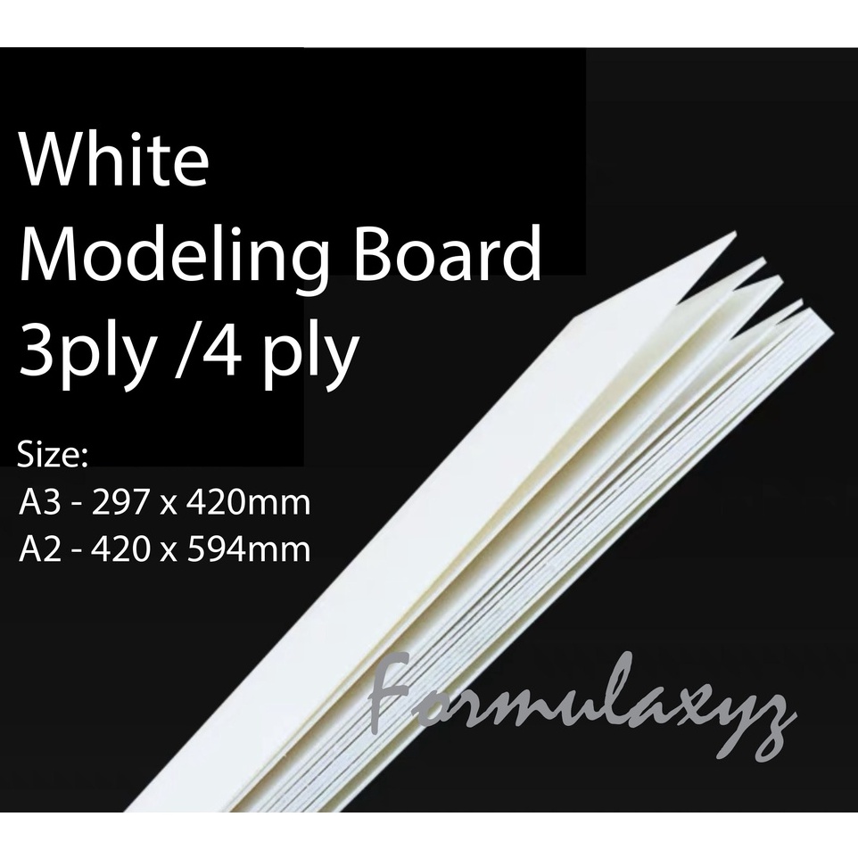 White Modelling Card 3ply 1.5mm / Modelling Board 4ply 2.0mm - A3/A2 ...