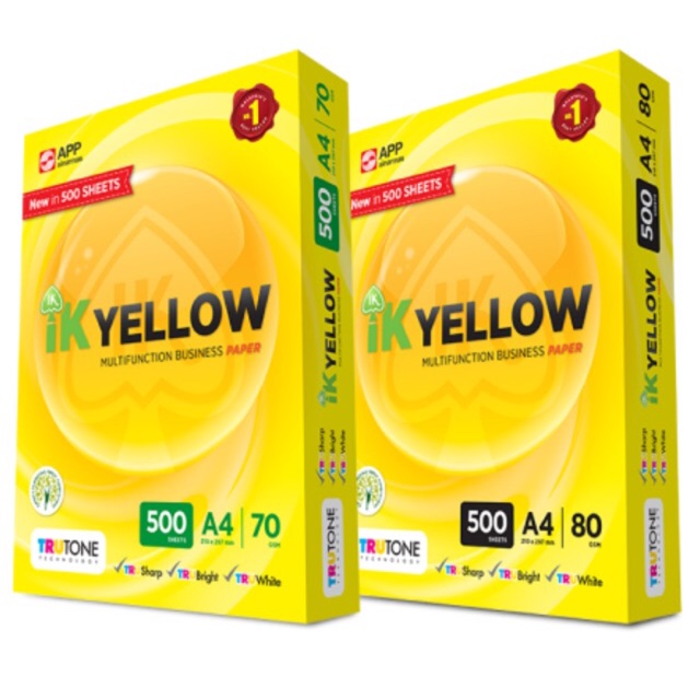 IK Yellow A4 Paper 70Gsm/ 80GSm (500 sheets/ reams) | Shopee Malaysia