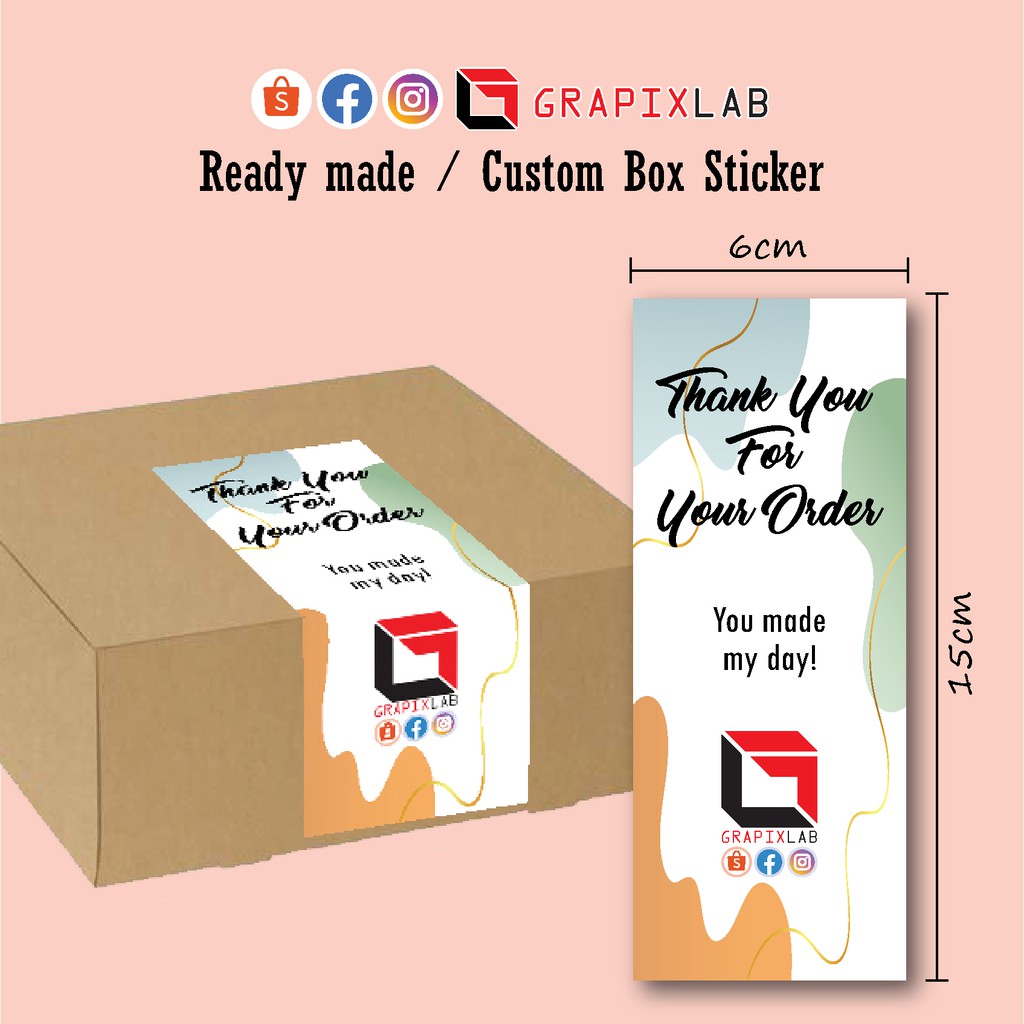 20pc Ready & CUSTOM Box Sticker/ Sticker Kotak/ Labels Packaging ...