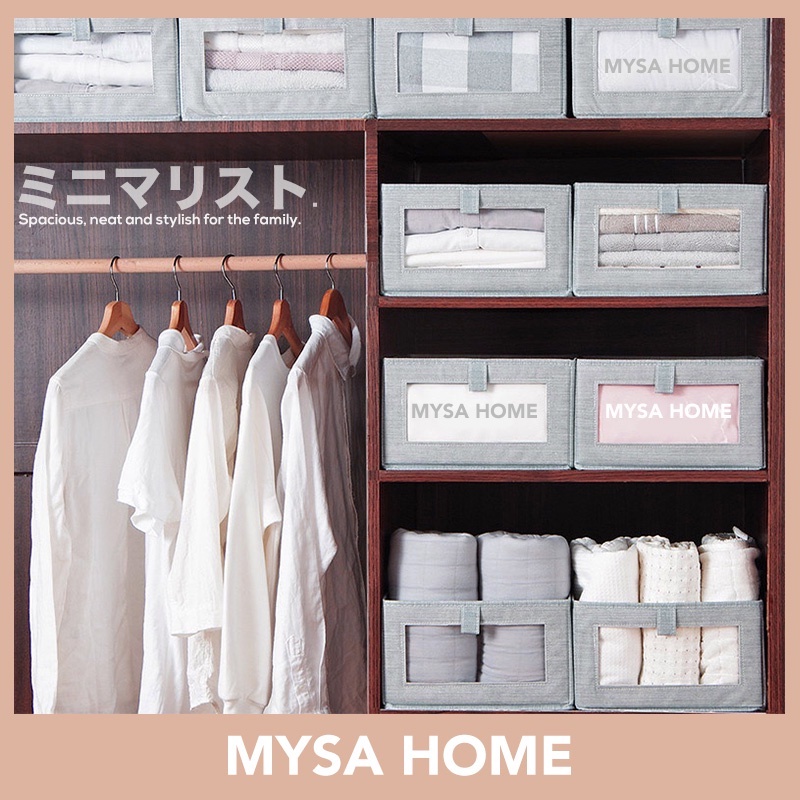 Korean Cloth Storage Box Organizer Linen Foldable Storage Box Wardrobe ...