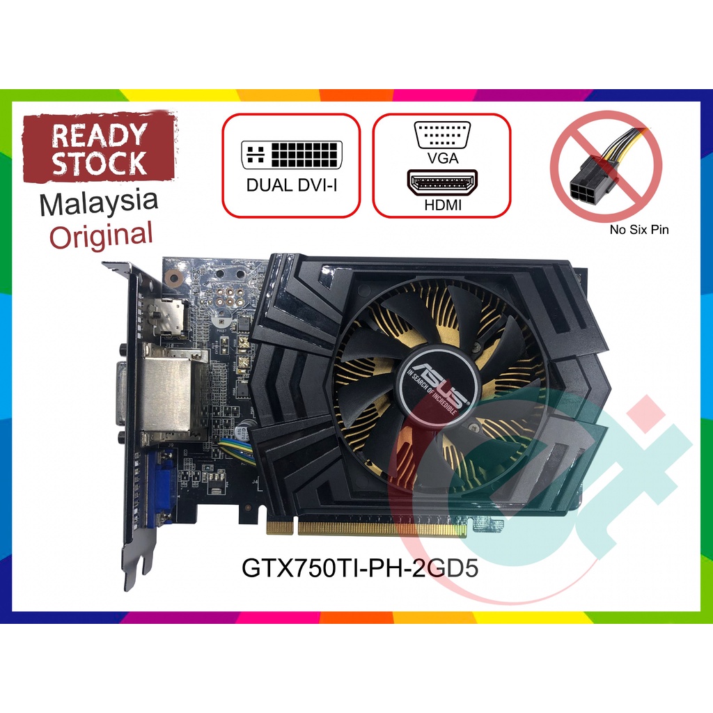 ASUS GTX750TI 2GB DDR5 128bit W/HDMI/DVI-I VGA Graphic Display Card GTX 750 TI 750TI | Shopee ...