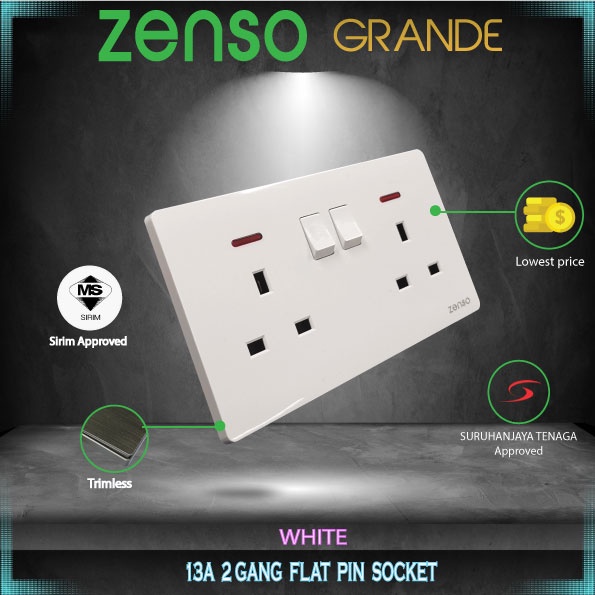 [SIRIM] Zenso Grande Switches & Sockets - Grande White Color #1gang ...