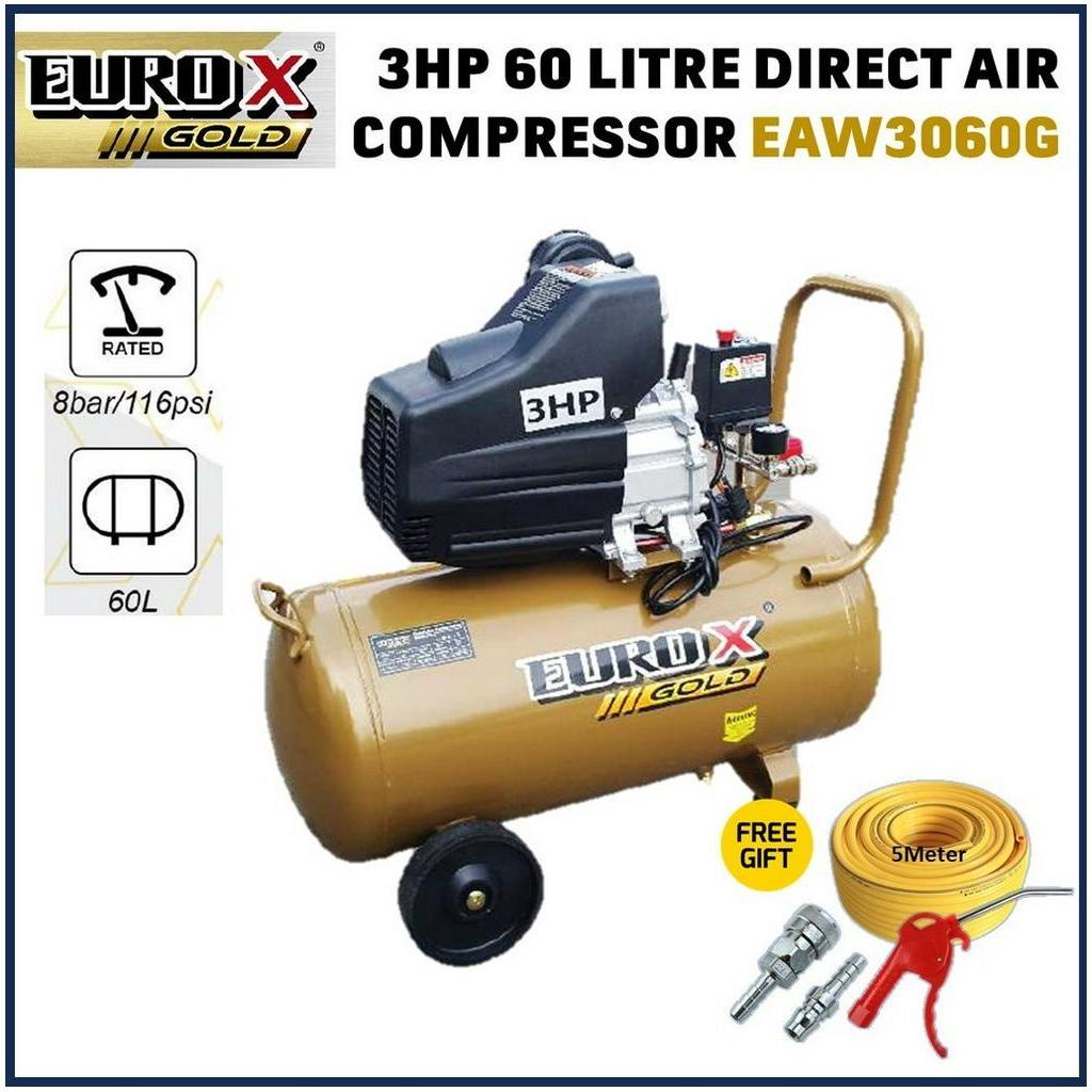 EURO X GOLD 3HP 60L DIRECT AIR COMPRESSOR EAW3060G | Shopee Malaysia