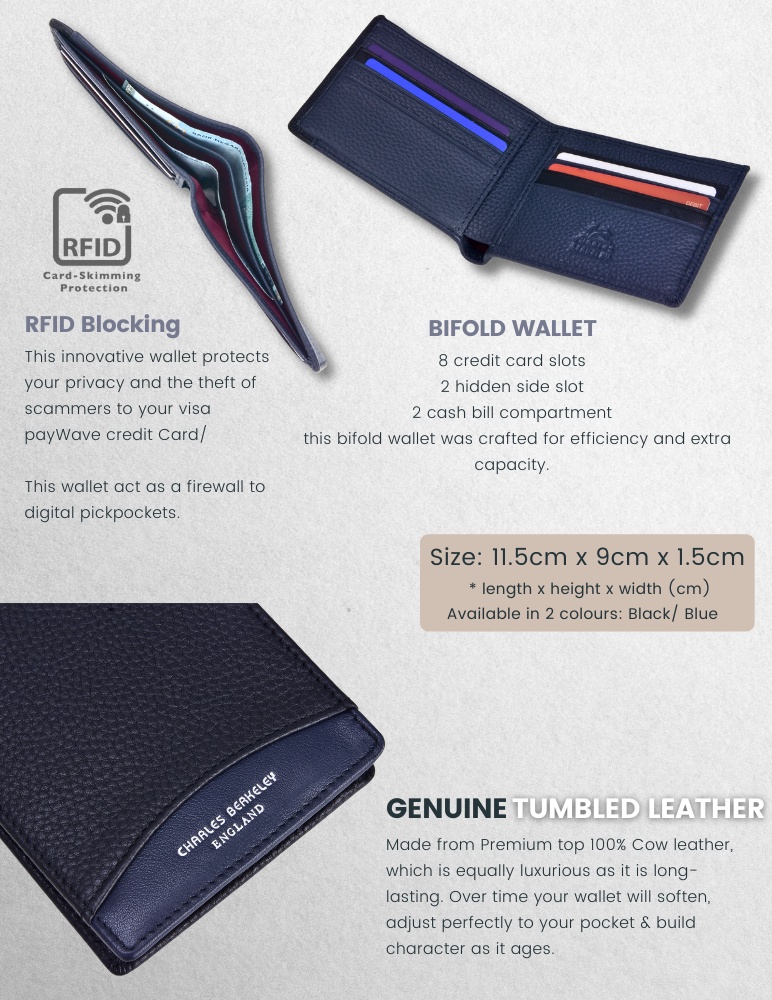 Charles Berkeley Tumbled Leather Bifold Wallet & Belt Combo Gift Set ...